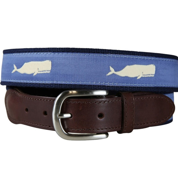 Belted Cow Moby Whale Leather Tab Belt - The Compleat Angler